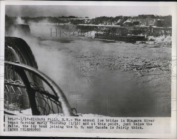1948 Press Photo Niagara Falls NY ice bridge forms on the Niagara rive ...