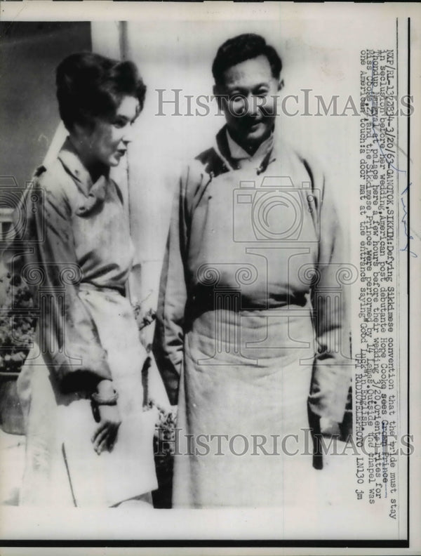 1963 Press Photo Hope Cooke and Crown Prince Palden Thondup Namgyal ...