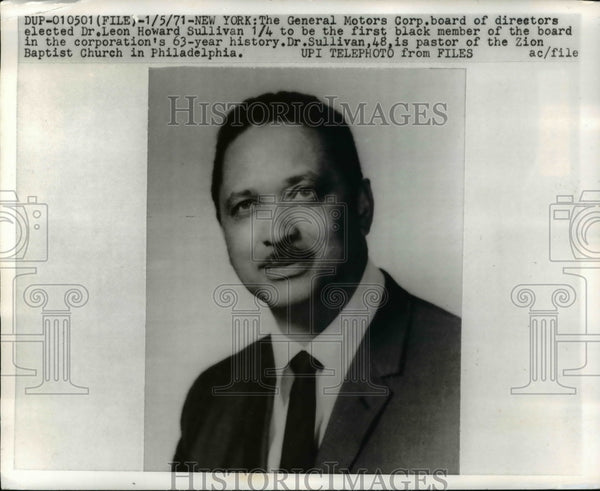 1971 Press Photo Dr. Leon Howard Sullivan, 1st black member of the boa ...