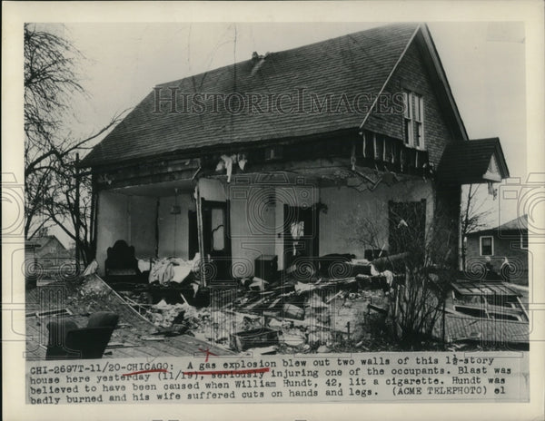 1948 Press Photo A gas explosion blew out 2 walls of this 1 1/2 story ...