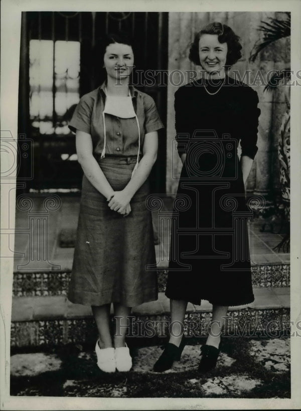 1937 Press Photo Rosemary O'Farrell, Sister Loretta Snite, Miami Beach ...
