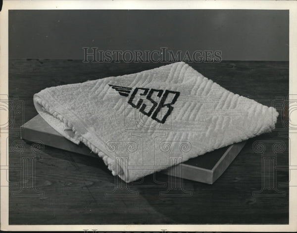 1938 Press Photo Monogrammed towel - Historic Images