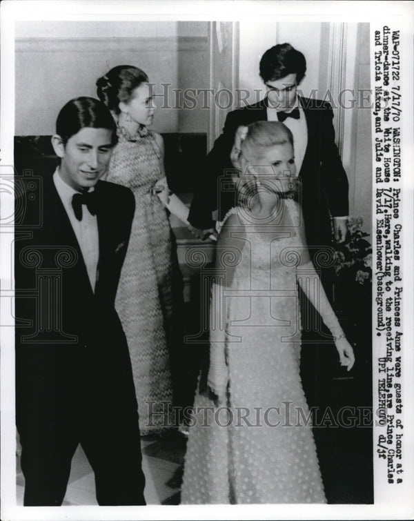 1970 Press Photo Washington Prince Charles Anne Tricia Nixon Julie Dav ...