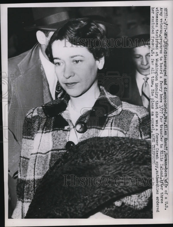 Press Photo German Communist Spy Suspect Ellen Knauff Sent Ellis Islan ...
