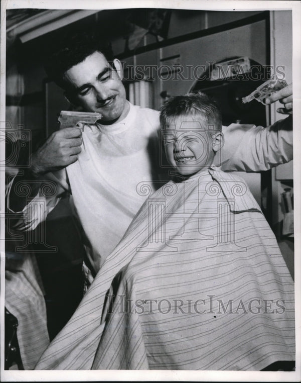1953 Grand Rapids Mich Jerry De Trapani's barber shop is fun Johnny ...