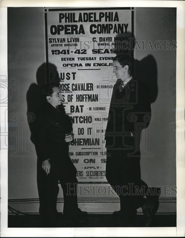 1941 Press Photo Sylvan Levin, David Hocker, Philadelphia Opera Compan ...
