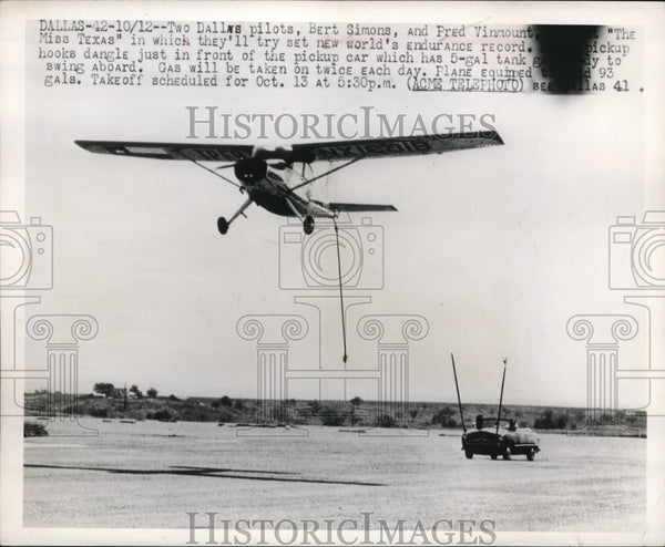 1948 Press Photo of the Miss Texas flown by pilots Bert Simons and Fre ...