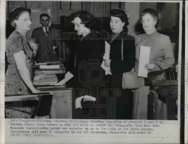 1952 Election inspector Florence Craven watches voters - nef02726 ...