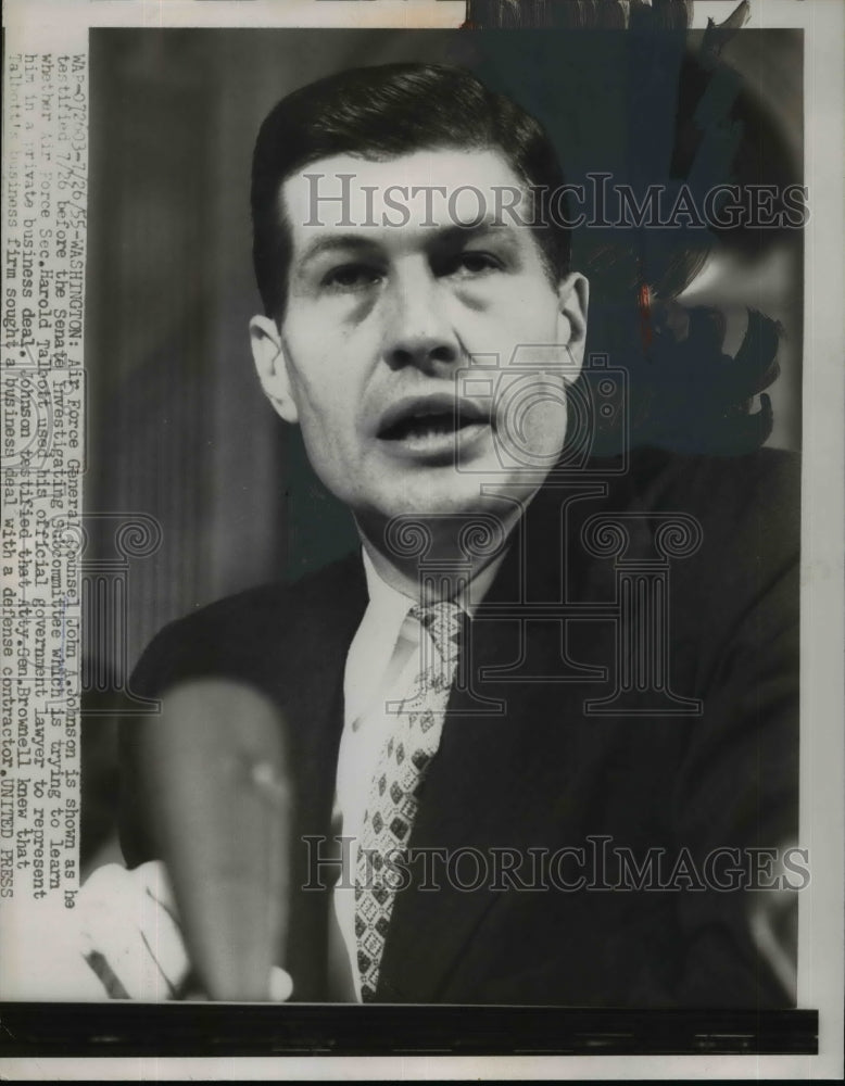 1955 Air Force General Counsel John Johnson testifies - Historic Images