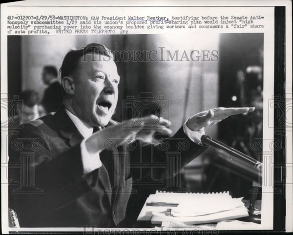 1958 Walter Reuther at Senate Anti-Monopoly Committee Hearing ...