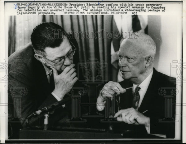 1960 Dwight Eisenhower, James Hagerty at White house - Historic Images
