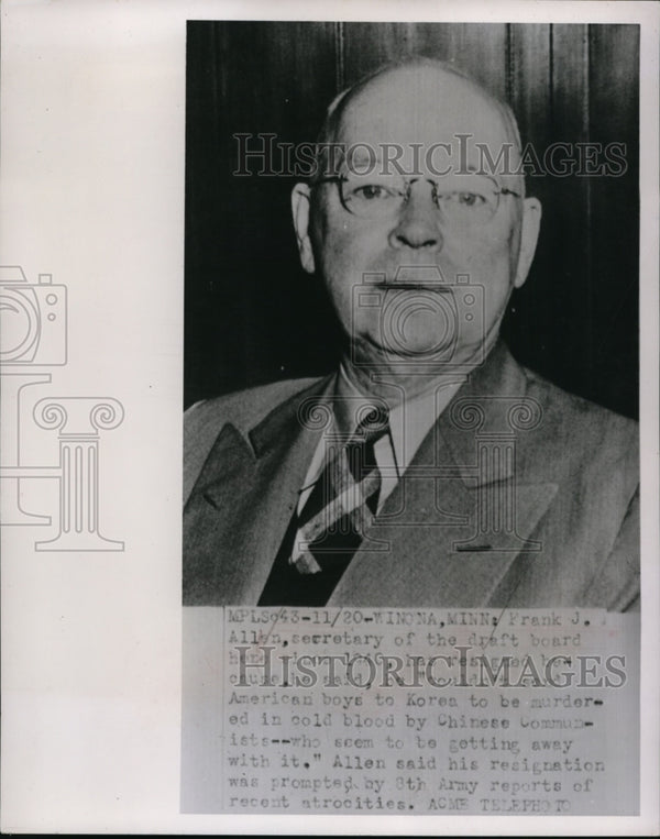 Press Photo Frank J Allen Secretary of the Draft Board - nef47180 ...