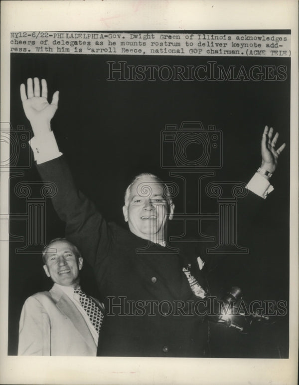 1948 Press Photo Gov. Dwight Green of Illinois acknowledges cheers of ...
