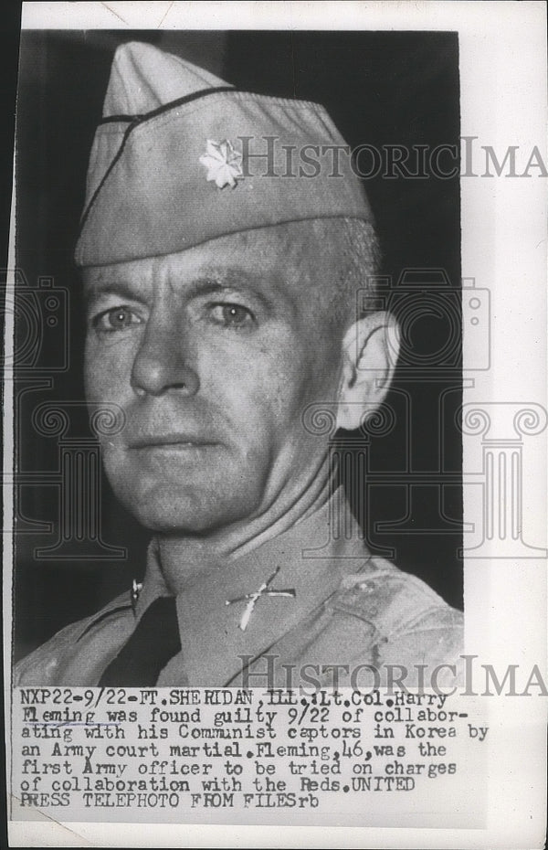 1954 Press Photo Lt.Col Harry Fleming guilty of Collaborating with Com ...