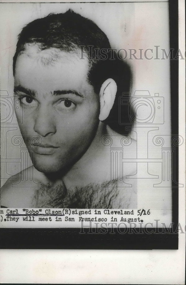 1954 Press Photo Boxer Carl "Bobo" Olson - nef64356 - Historic Images