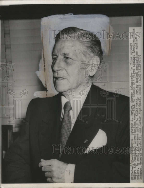 1951 Press Photo Patrick J. Hurley at MacArthur Investigating Committe ...
