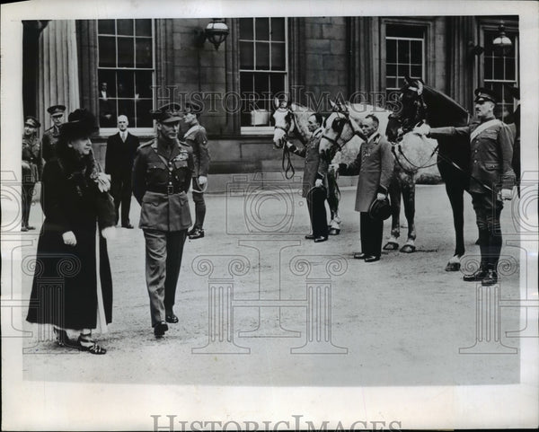 1946 Press Photo King George, Queen Wilhelmina of Netherlands in Londo ...