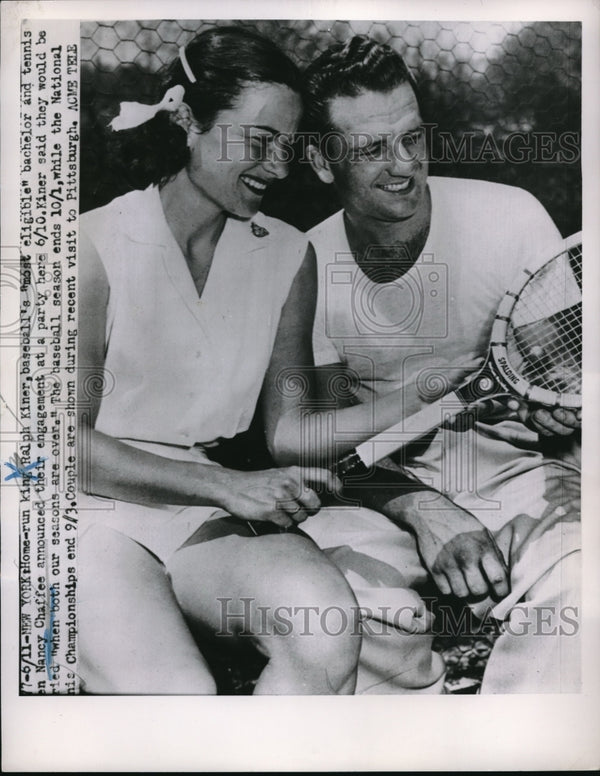 1951 Press Photo Home run king Ralph Kiner & tennis player Nancy Chaff ...