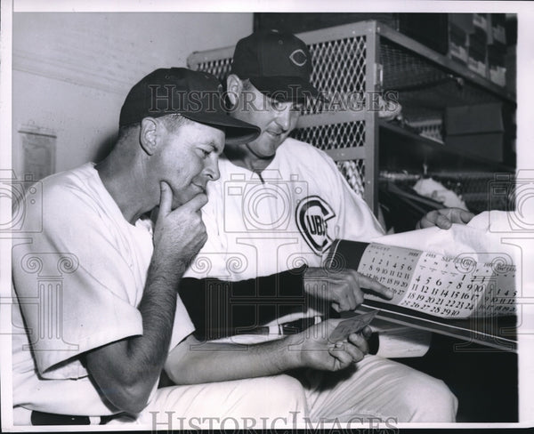 1955 Press Photo Stan Hack, Chicago Cubs Manager, Coach Dutch Leonard ...