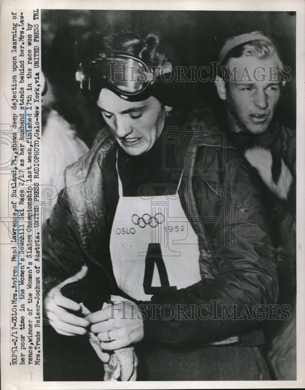 1952 Press Photo Andrea Mead Lawrence, Women's Downhill Ski Race, Oslo ...