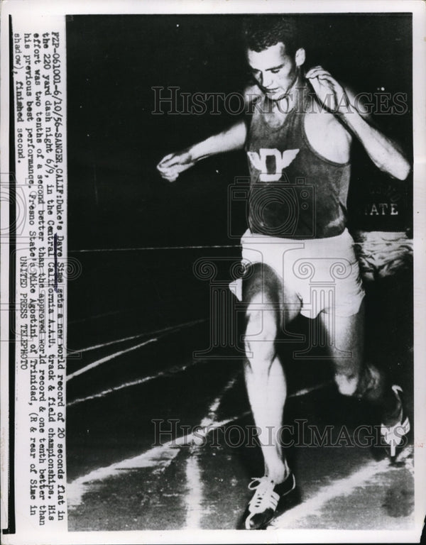 1956 Press Photo Dave Sims sets world record in 220 yard dash - nes138 ...