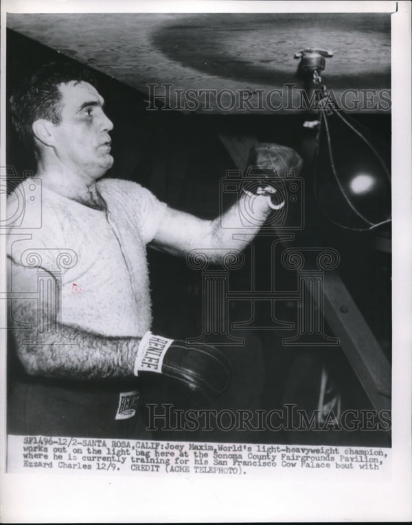 1951 Press Photo Santa Rosa Calif boxer Joey Maxim in training - nes17 ...