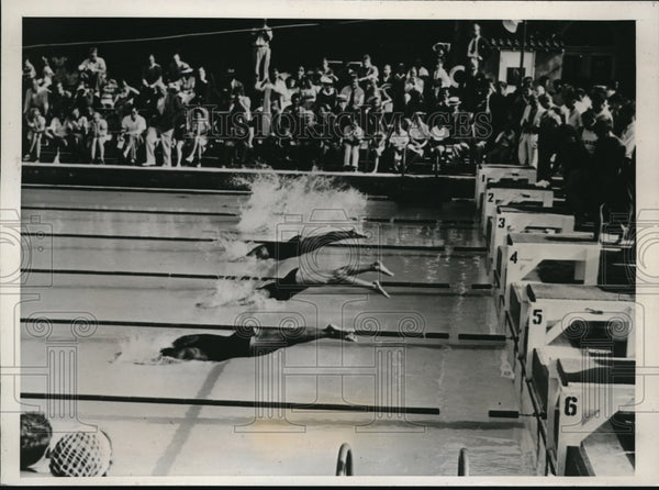1939 Press Photo Detroit Mich Natl AAU Swim C Rivas wins the heat - ne ...