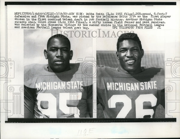 1967 Press Photo B Smith picked by Baltimore Colts, C Johnson picked b ...