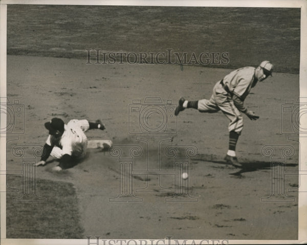 1940 Press Photo NY Yankee George Selkirk out at 2nd vs Browns - nes26 ...