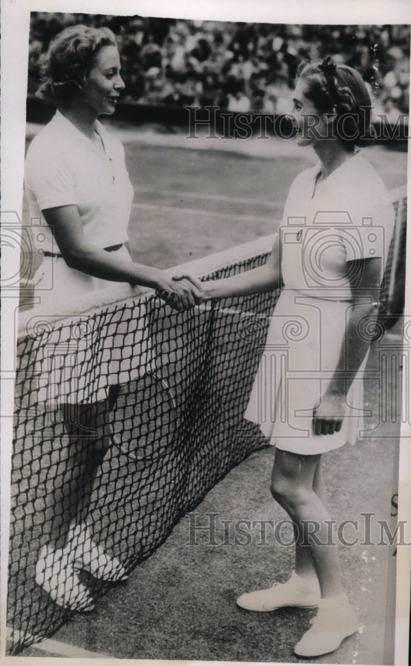 1939 Press Photo London Kay Stammers, Alice Marble Wimbledon lawn tenn ...