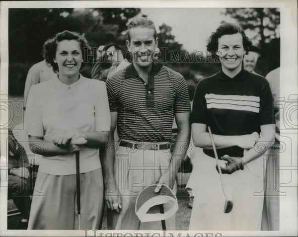1949 Press Photo Golfers Grace Lenczyk, Frank Stranahan, Peggy Kirk ...