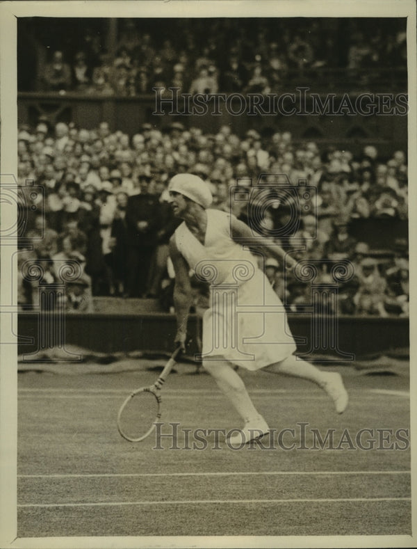 1929 Press Photo Mrs. Bundy in Play During Her Match with Miss Joan Ri ...