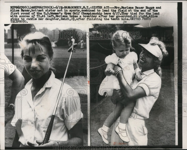 1957 Press Photo Mrs Marlene Bauer Hagge & sister Alice Bauer golf in ...