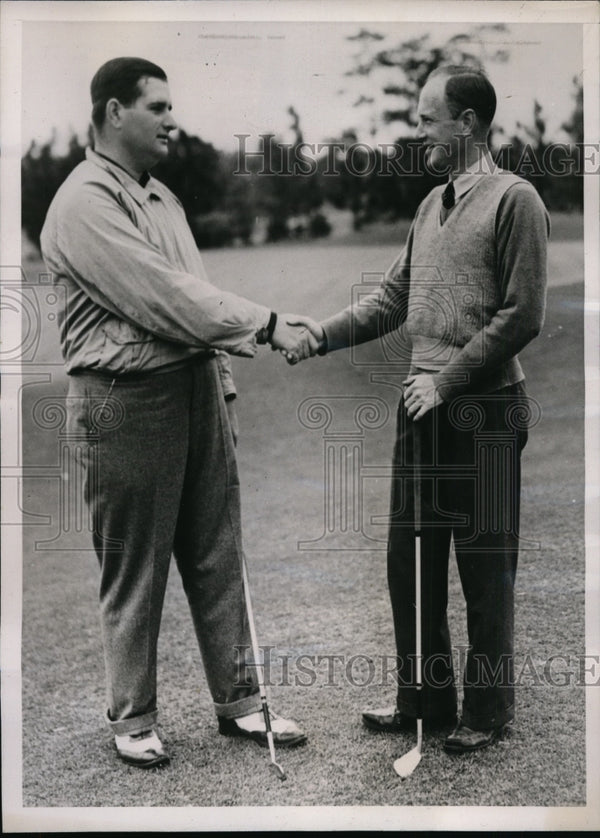 1938 Press Photo Golfers George Dunlap and Morton McCarthy at Pinehurs ...