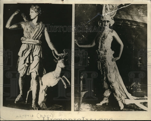 1923 Press Photo Lorada Taft Noted Sculptor As Greek Diana & Mary McDo ...