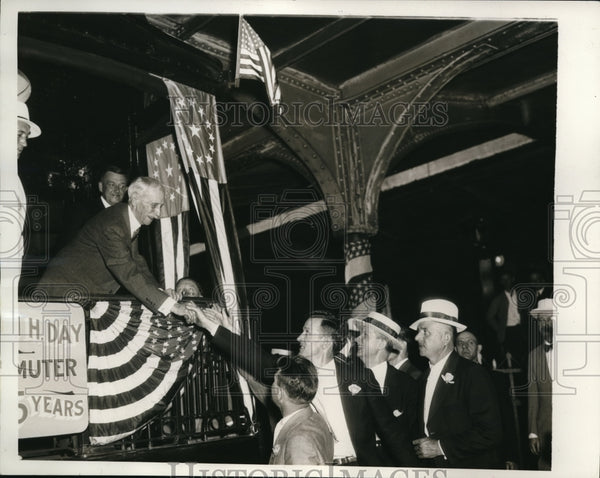 1934 Press Photo Addison Day Marine Midland Trust Co on train 64th yea ...