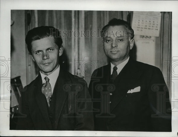 1933 Press Photo Herbert Wendel & Dr Hugo Karvaly in Paris to claim in ...