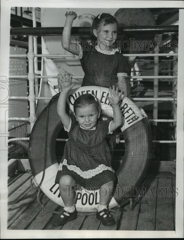 1947 Barbara Jean & Judith Ann Kimball Aboard Queen Elizabeth ...