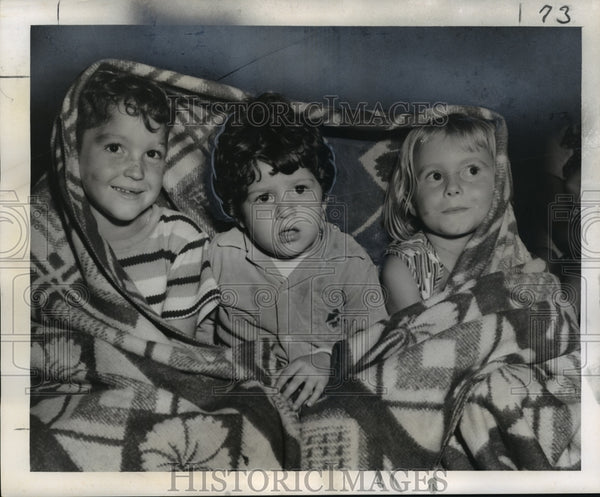 1956 Hurricane Flossy- Three little Indians at evacuation center ...