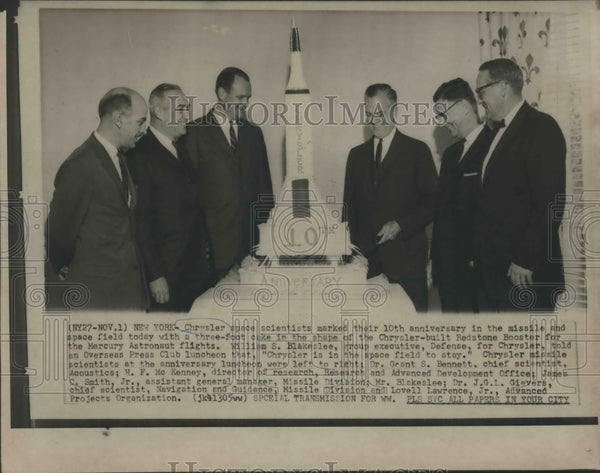 1961 Press Photo Chrysler space scientist marked their 100th anniversa ...