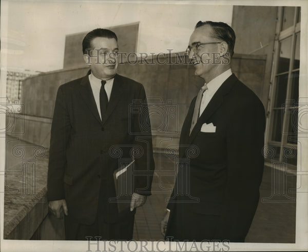 1960 Press Photo Frenchmen Clement Conger and Robert Valeur at City Ha ...