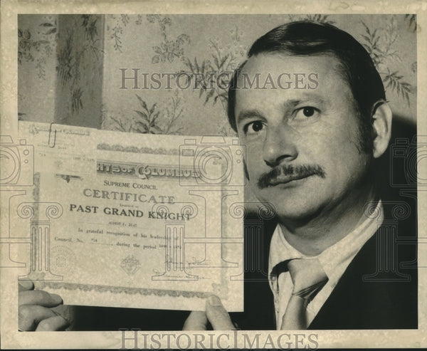 1970 Press Photo Past Grand Knight Robert J. Diaz of Knights of Columb ...