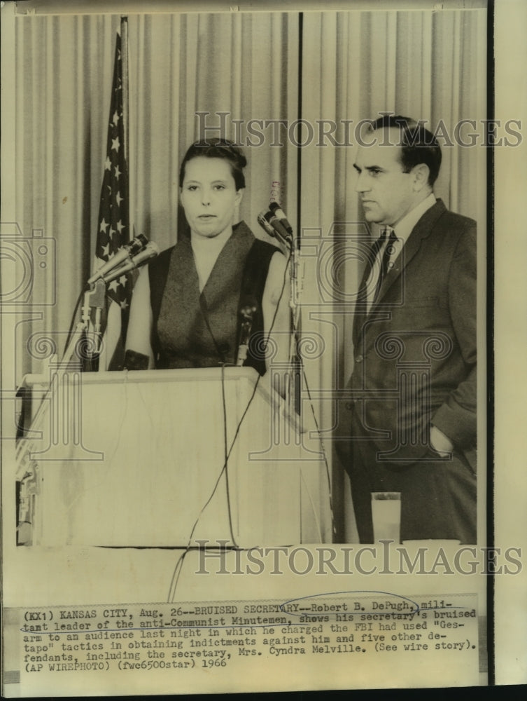 1966 Press Photo Robert B. DePugh, Cyndra Melville of Anti-Communist M ...