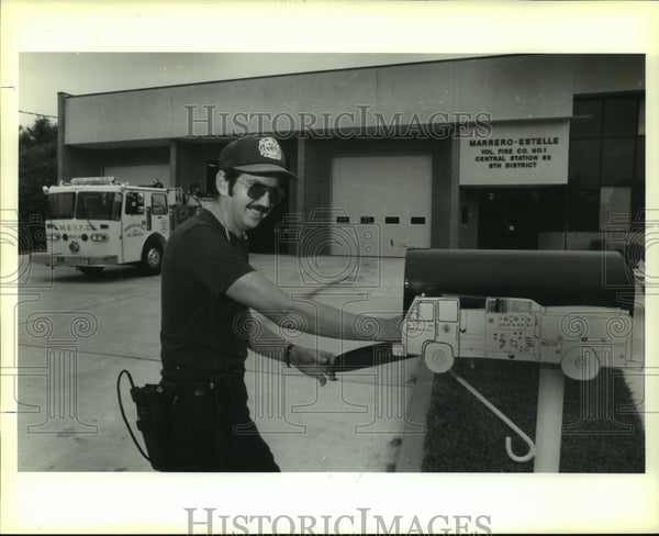 1990 Firefighter John Douglass Checking the Mail At Fire Station ...