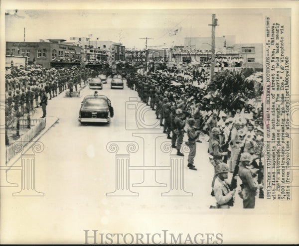 1960 Press Photo U.S. Marines protect President Eisenhower's motorcade ...
