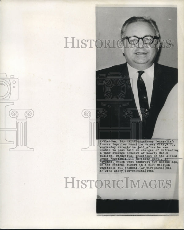 1964 Press Photo Anthony DeAngelis, president Allied Crude Vegetable O ...