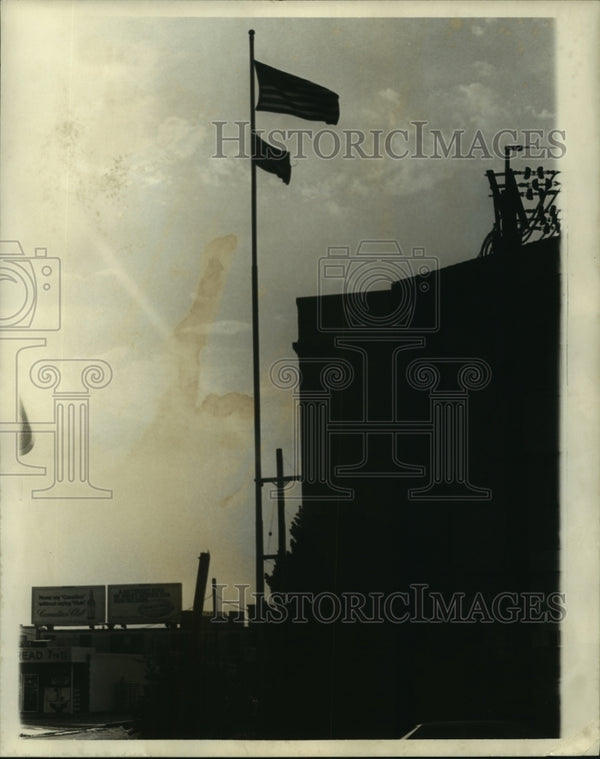 1973 Press Photo The American Flag flying at half mast - nob06202 ...