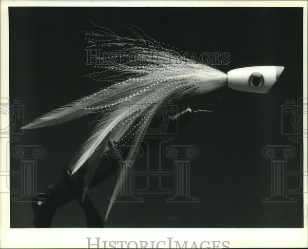 1990 Press Photo Combination Deceiver/Popper fly fishing lure. - nob09 ...