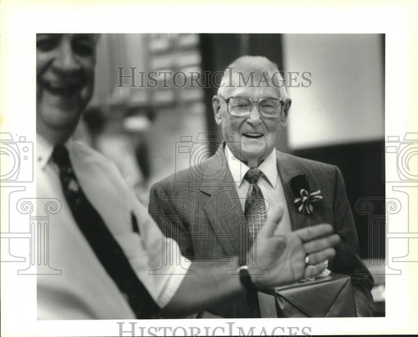 1995 Press Photo Roy Gardner's 100th birthday at Kenner Presbyterian C ...