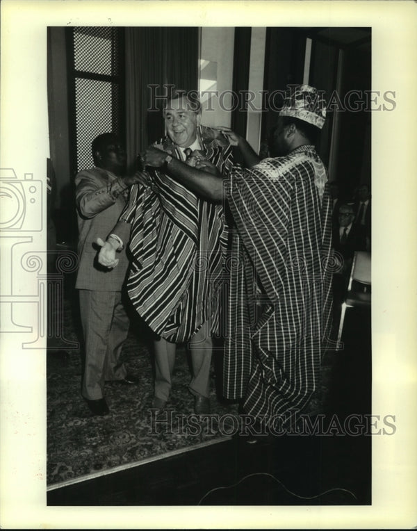 1985 Lucien J. Gunter, Dock Board president puts on brocaded robe ...
